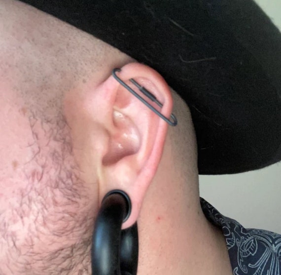 Black Industrial Ear Bar Niobium Industrial Piercing Industrial Barbell Industrial Jewelry Cartilage Earring Mens Cartilage Earring Etsy