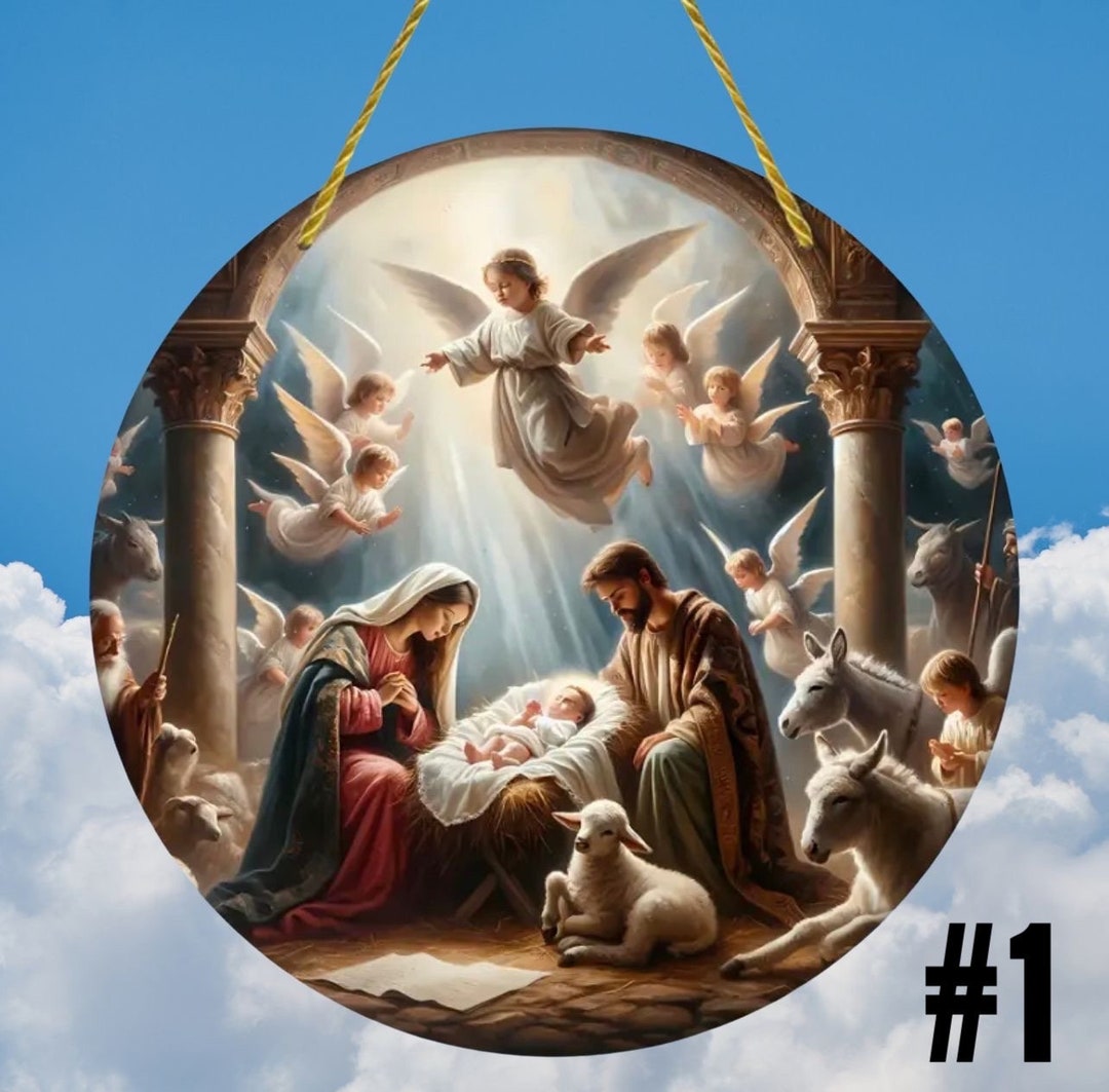 Nativity Stained Glass Window Religious Decor Christmas Decoration ...