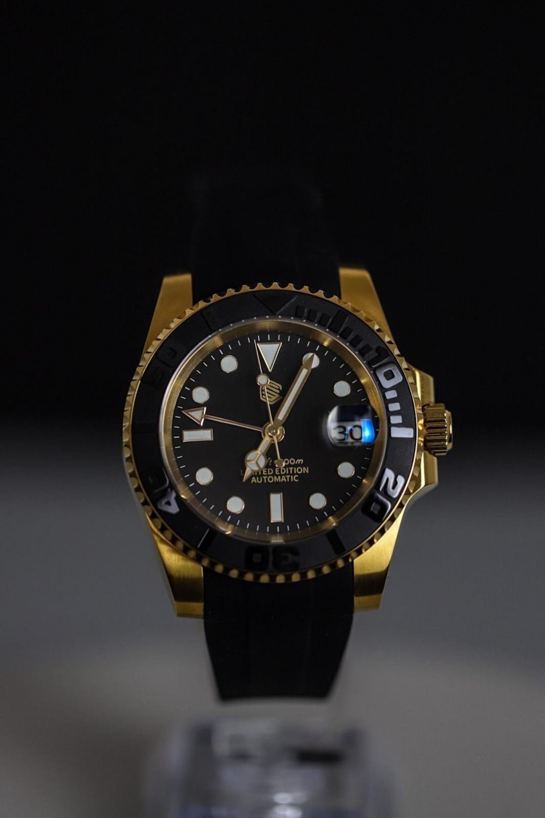 Mod Gold Watch | Custom Watch | Automatic Mod | Black Dial | Luminous ...