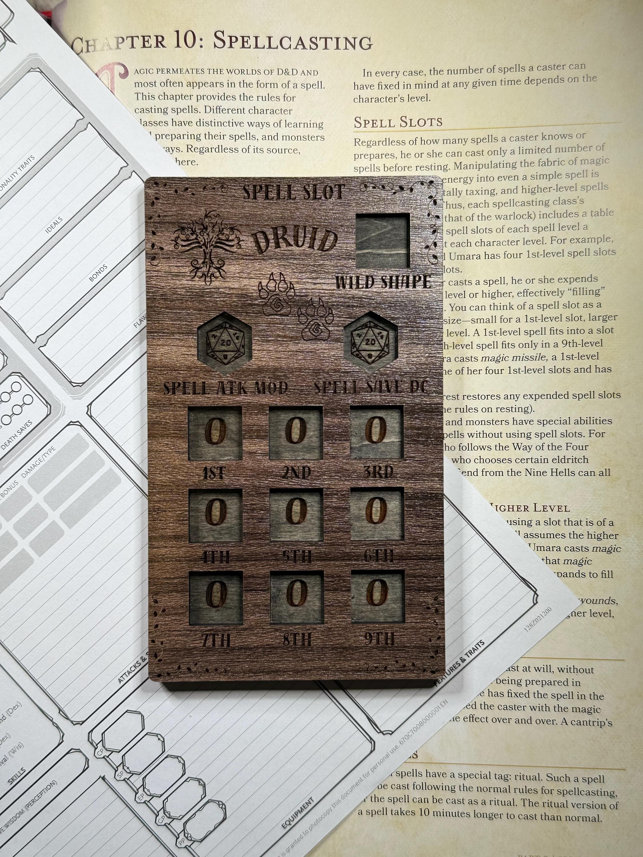 D&D Druid Spell Slot Tracker With Dice Slots - Customizable! - Etsy