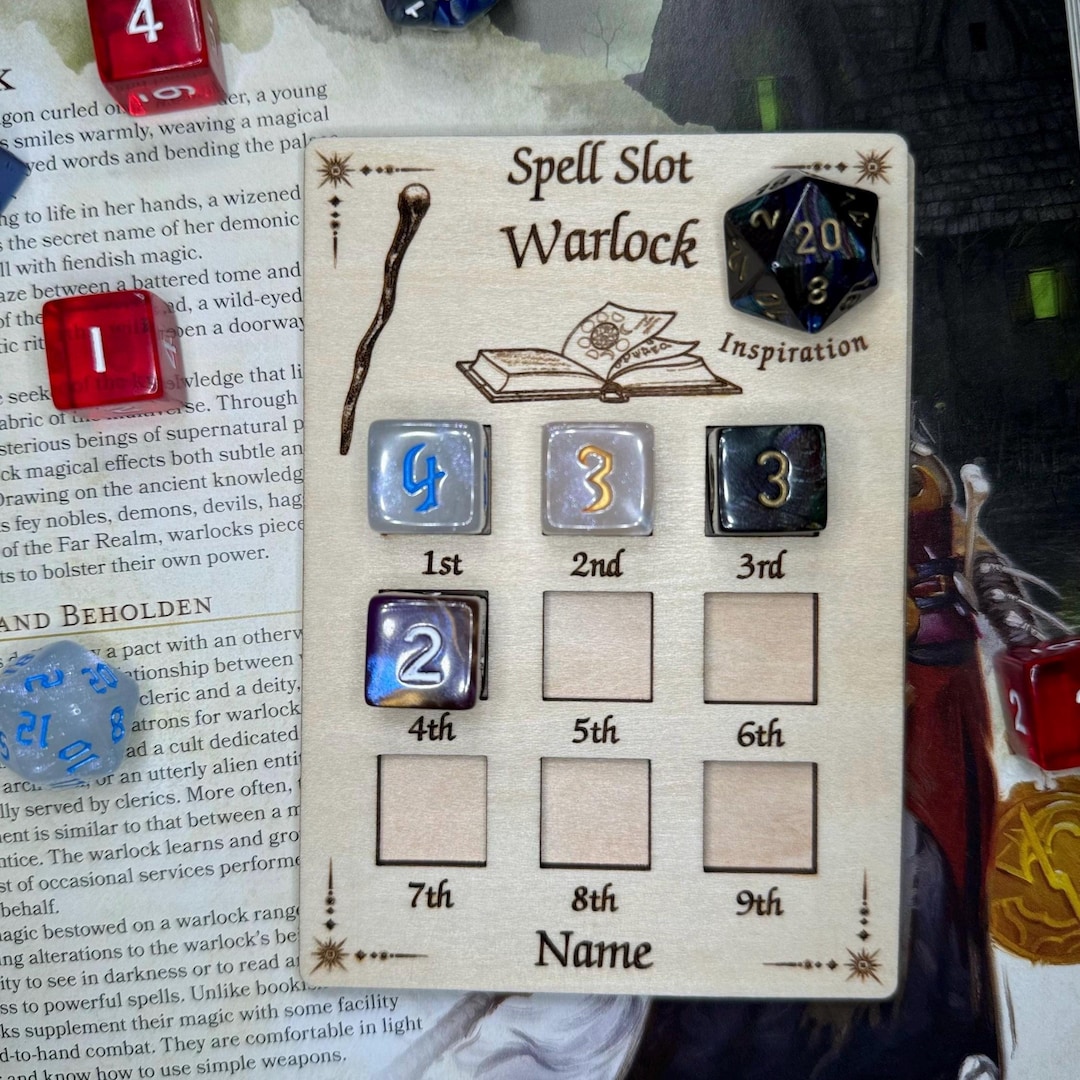 D&D Warlock Spell Slot Tracker With Dice Slots - Customizable! - Etsy