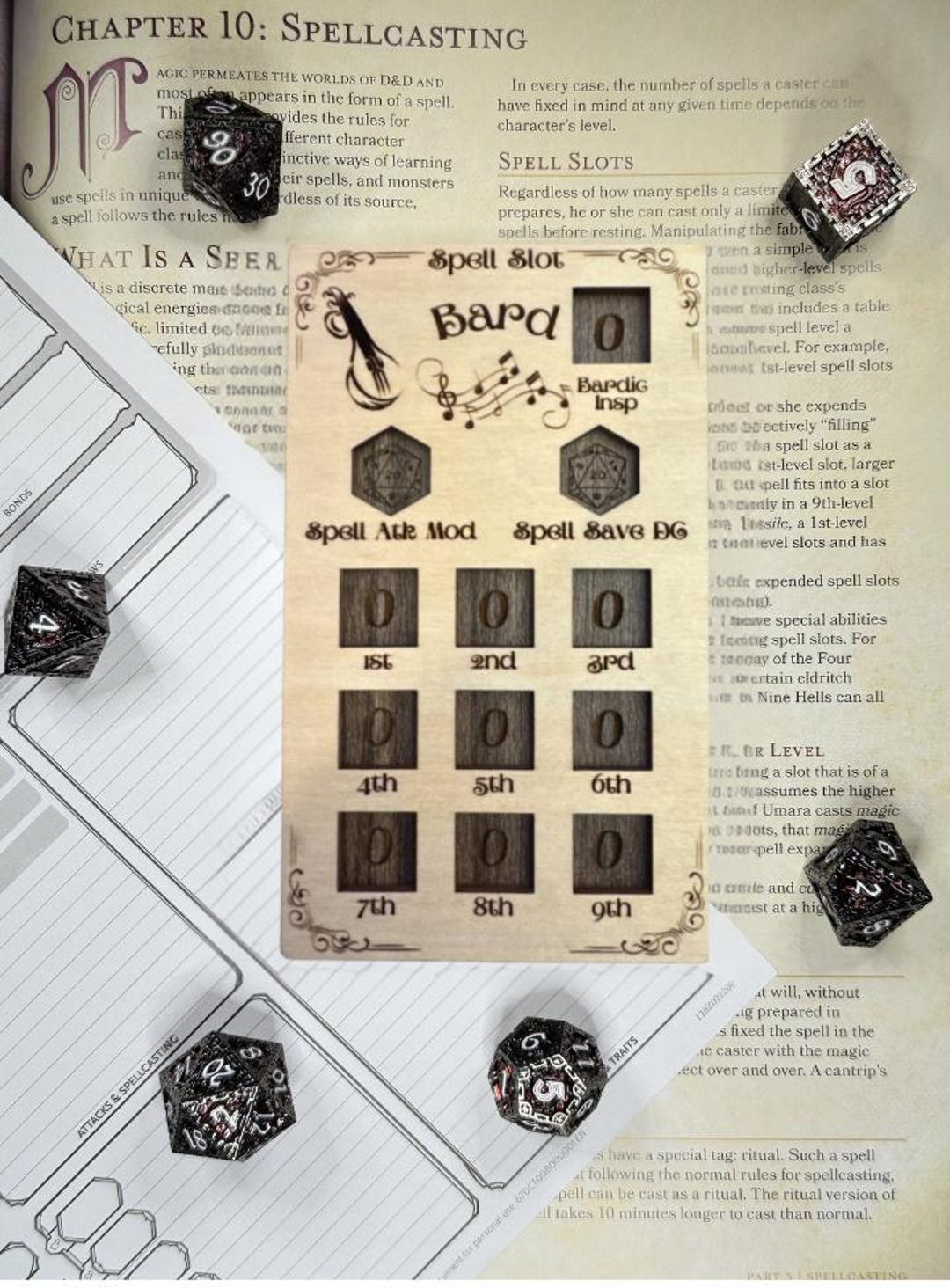 D&D Bard Spell Slot Tracker With Dice Slots - Customizable! - Etsy