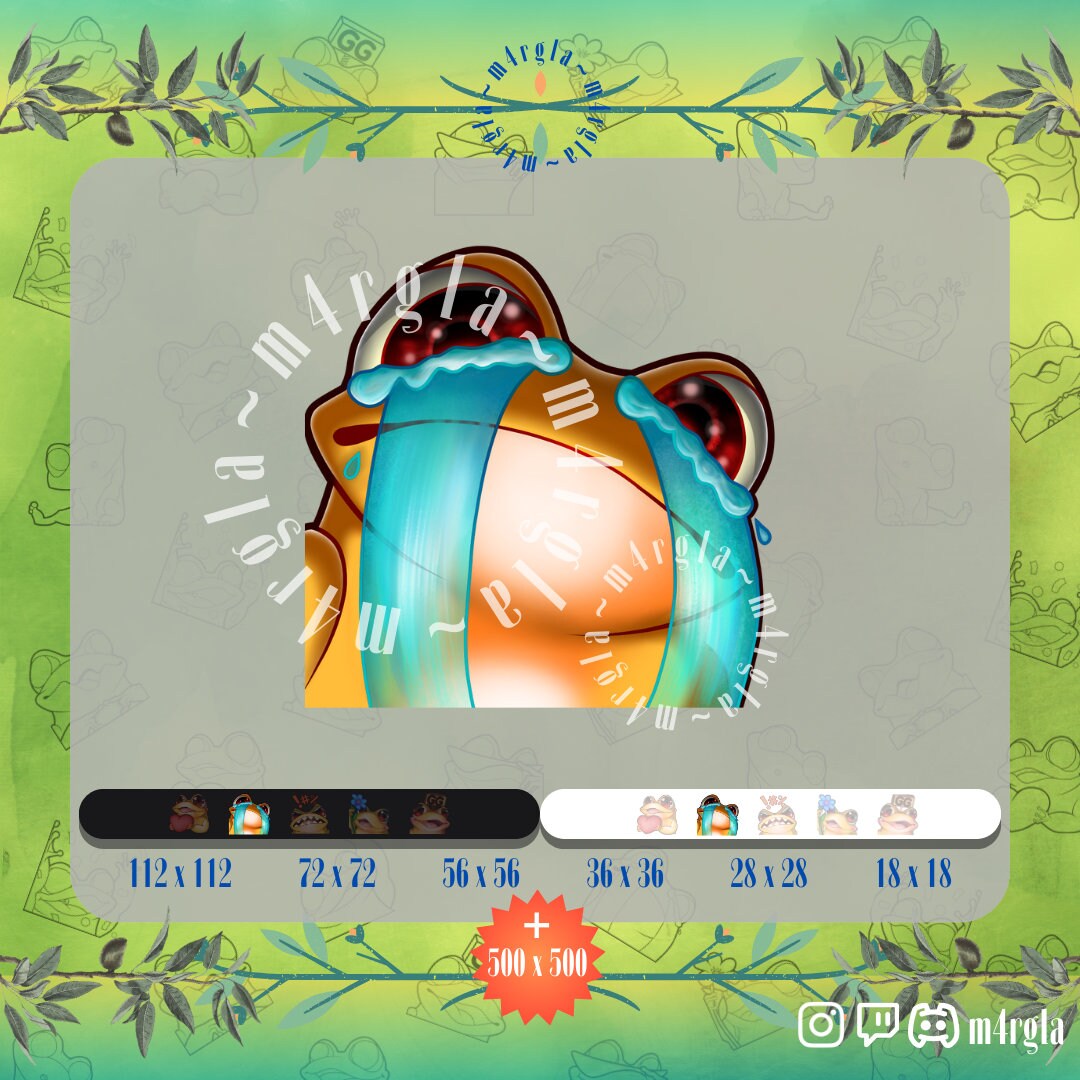 10 Blue Pink Frog Emotes Bagdes Bundle Pack Twitch, Discord, Youtube ...