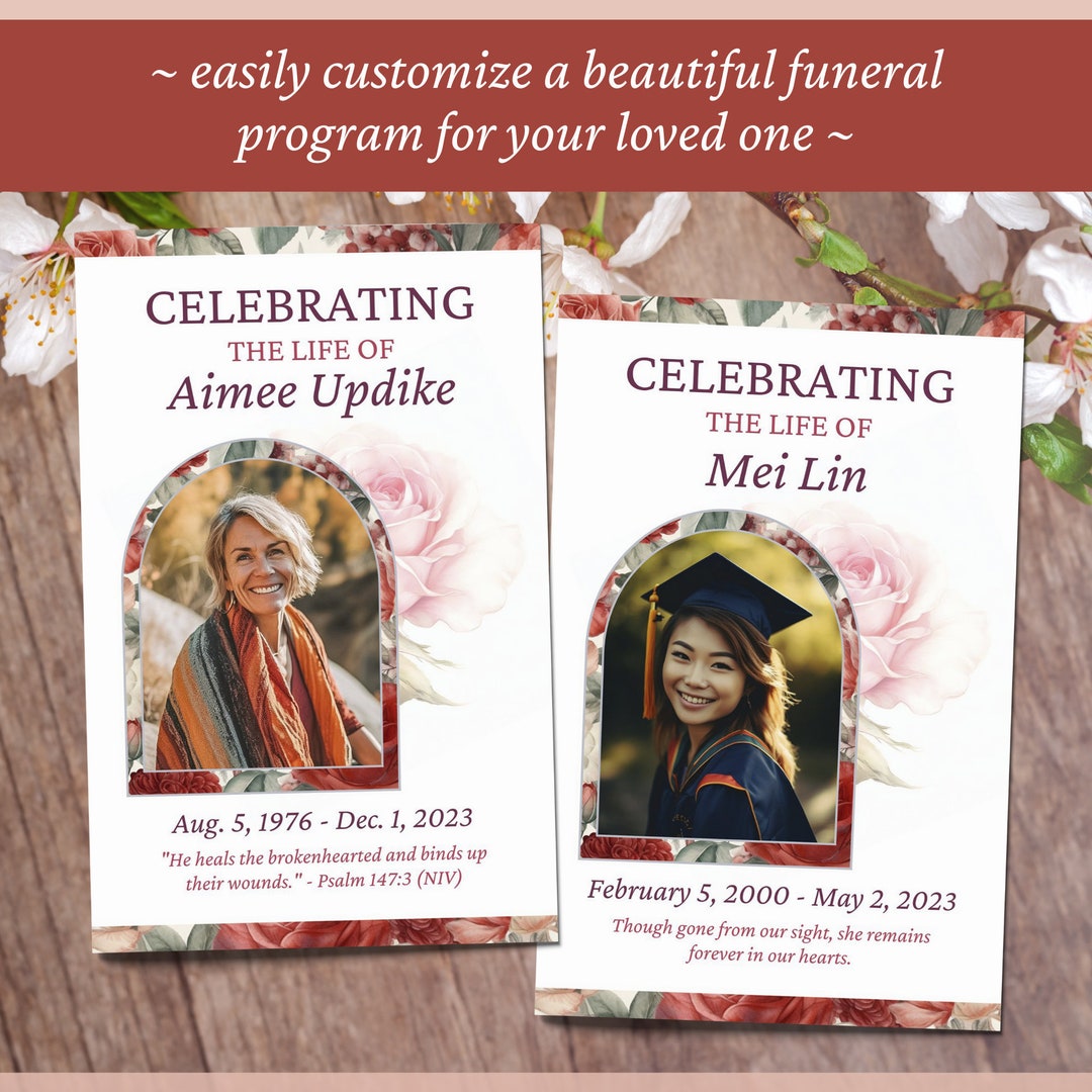 Funeral Program Template for Woman Celebration of Life Program Template ...