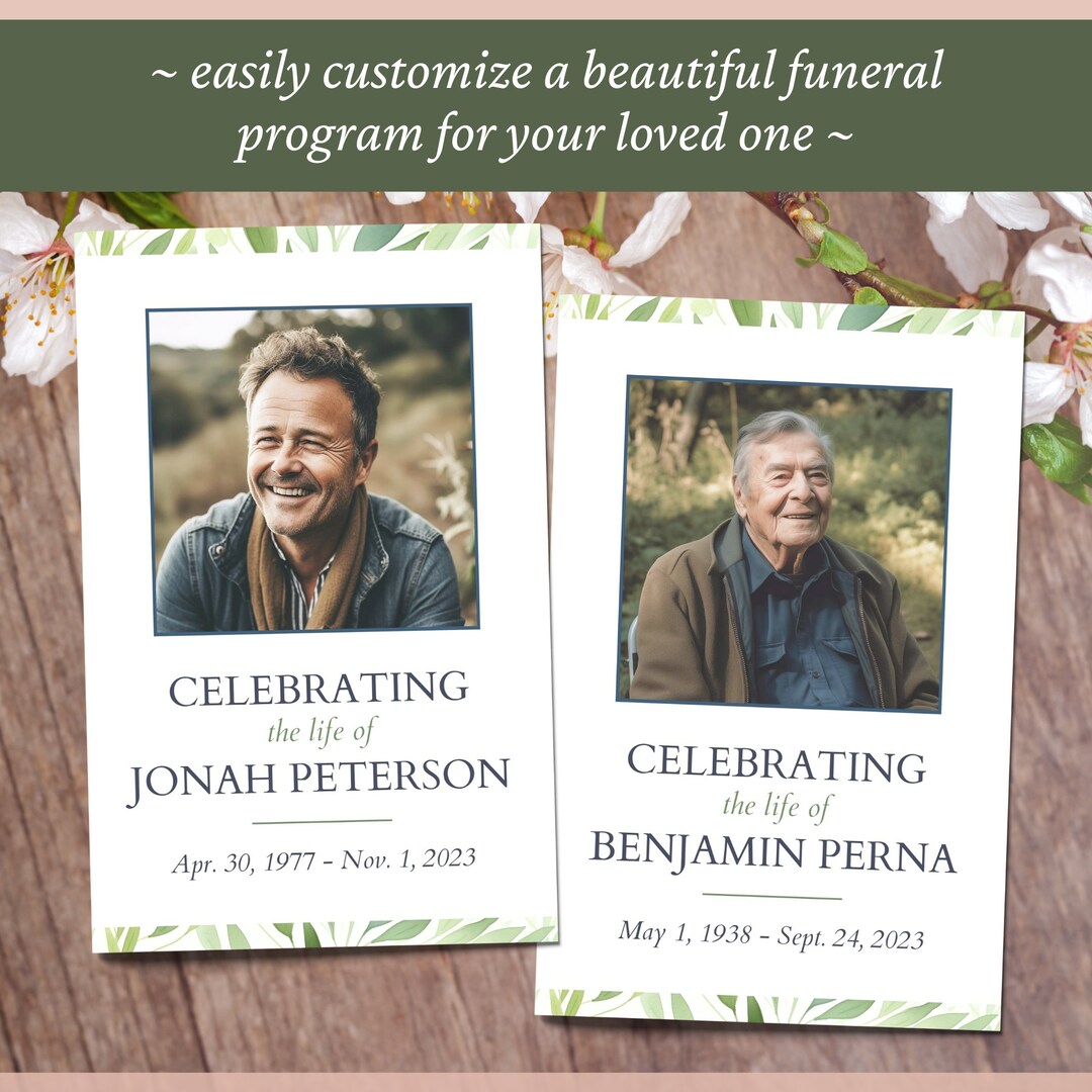 Funeral Program Template for Man Celebration of Life Program Template ...