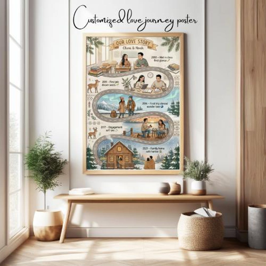 Personalized Love Story Art Print, Custom Relationship Milestones ...
