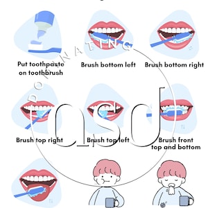 Boy-english-brushing Teeth Chart/daycare-montessori-homeschool-speech ...