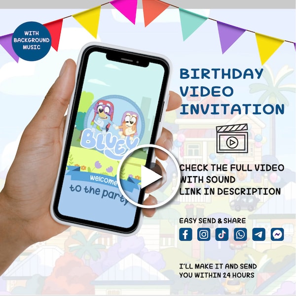 Bluey Invitation Digital Animated - Etsy