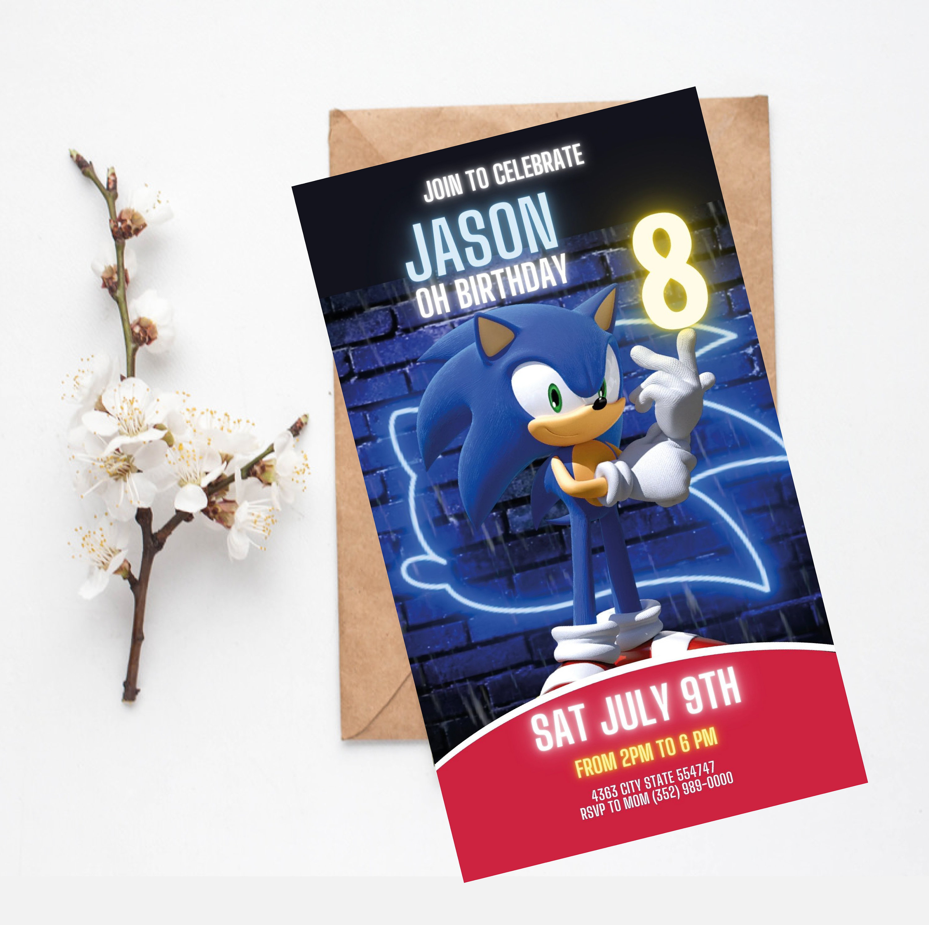 Sonic Birthday Invitation / Super Sonic Invitation / Sonic the Hedgehog ...