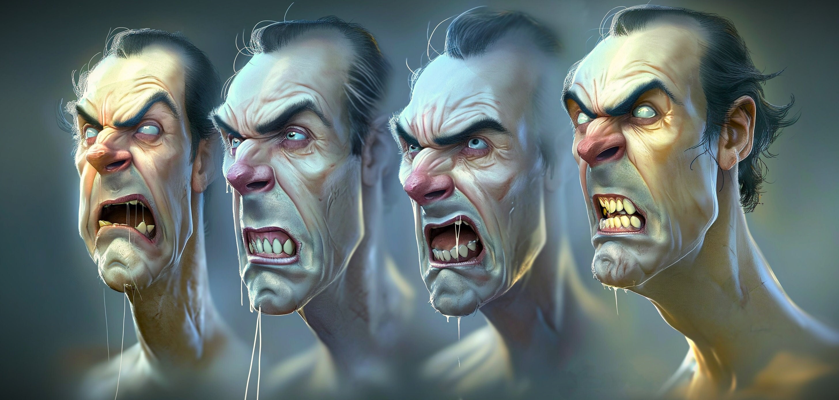 Angry Horror Painting Evil Wall Art Horror Art Creepy Wall Art Vintage ...