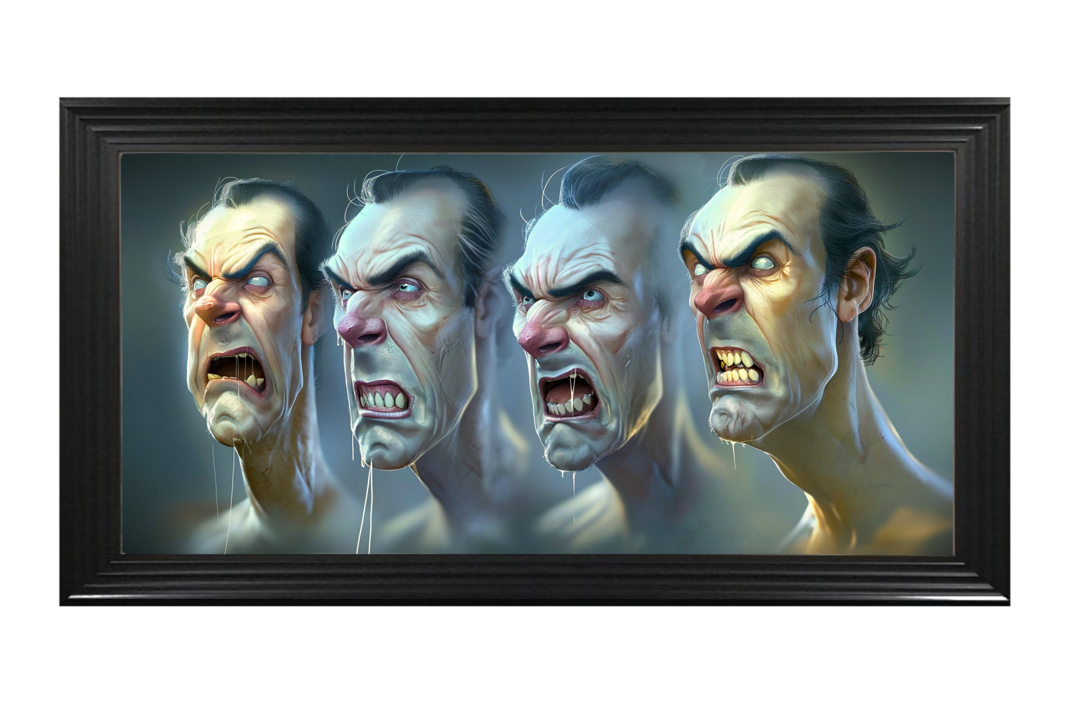 Angry Horror Painting Evil Wall Art Horror Art Creepy Wall Art Vintage ...
