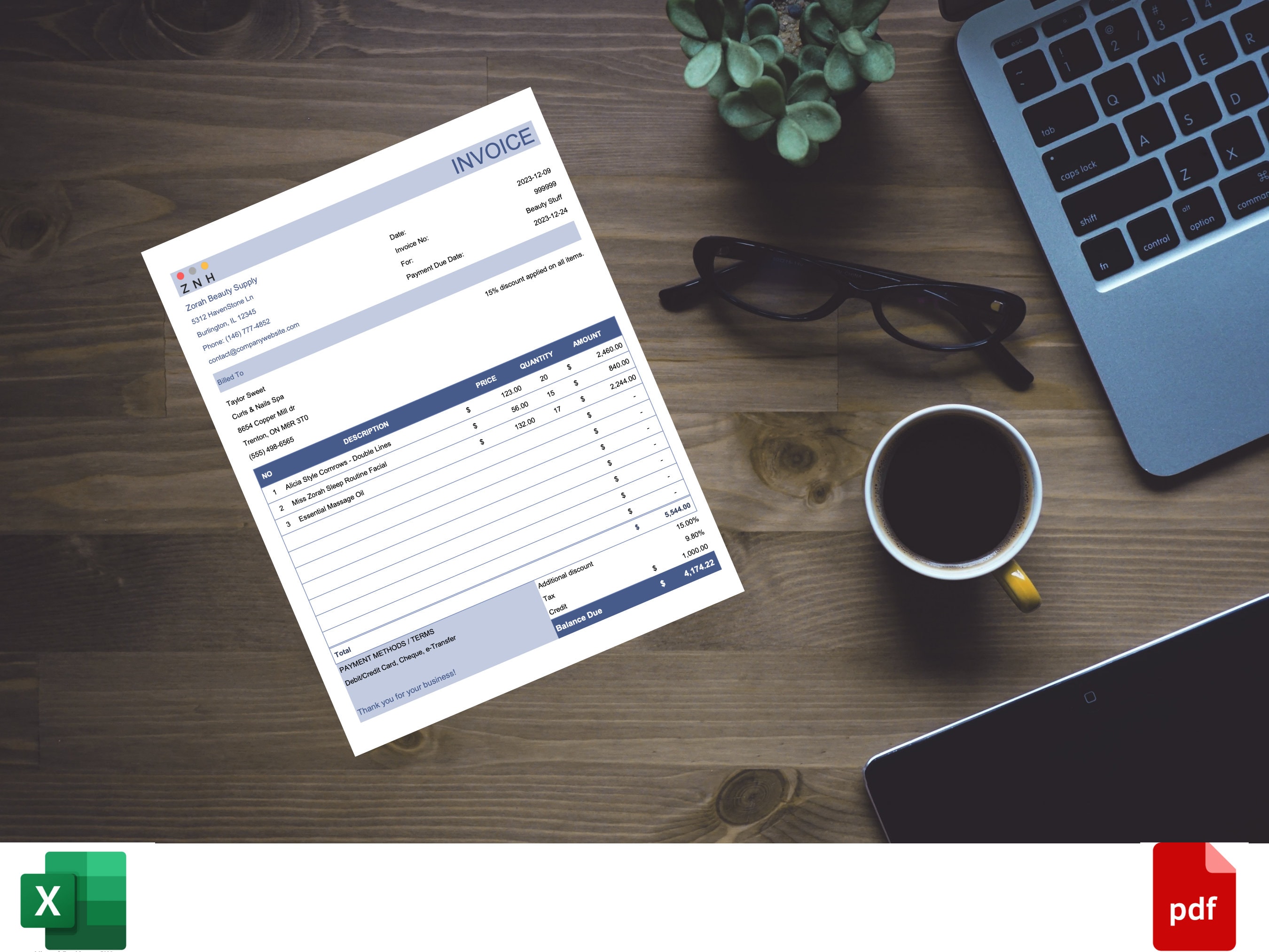Excel & PDF Ready Invoice Template - French Versions Included - Etsy