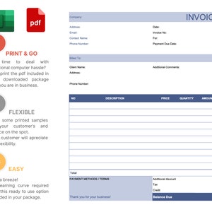 Excel & PDF Ready Invoice Template - French Versions Included - Etsy