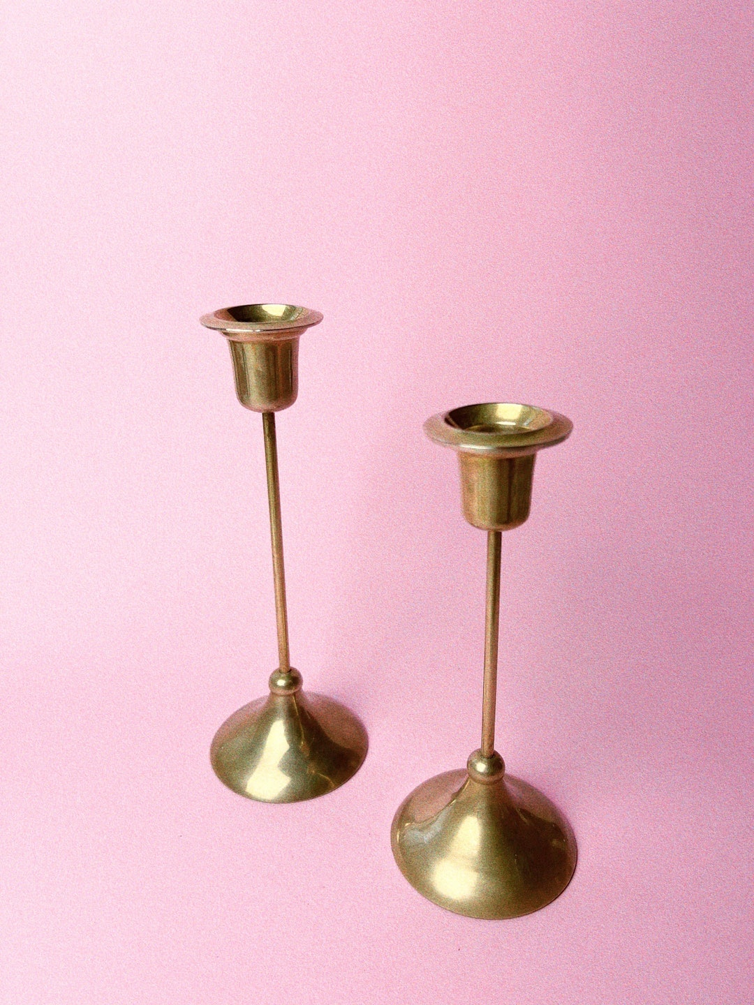 Vintage Simple Brass Candlestick Holders, Set of 2 - Etsy