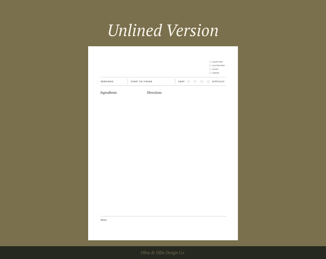 Printable Recipe Book Template – Letter, A4, A5, Half Letter Pages - Etsy
