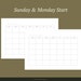 Printable Blank Monthly Calendar Letter, A4, A5, Half Letter Template ...