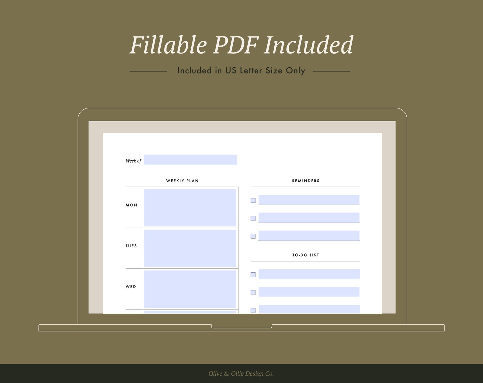 One-page Weekly Planner Printable Template - A4, A5, US Letter, Half ...