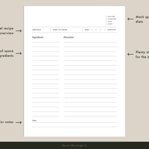 Printable Recipe Book Template – Letter, A4, A5, Half Letter Pages - Etsy