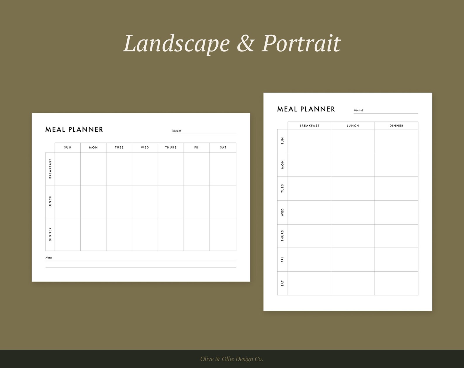 Printable Weekly Meal Planner - Letter, A4, A5 Template Pages - Etsy