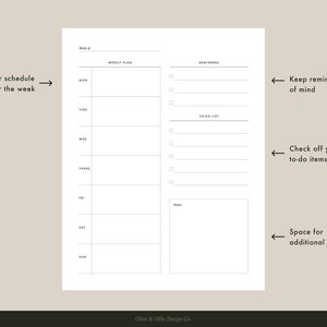 One-page Weekly Planner Printable Template - A4, A5, US Letter, Half ...