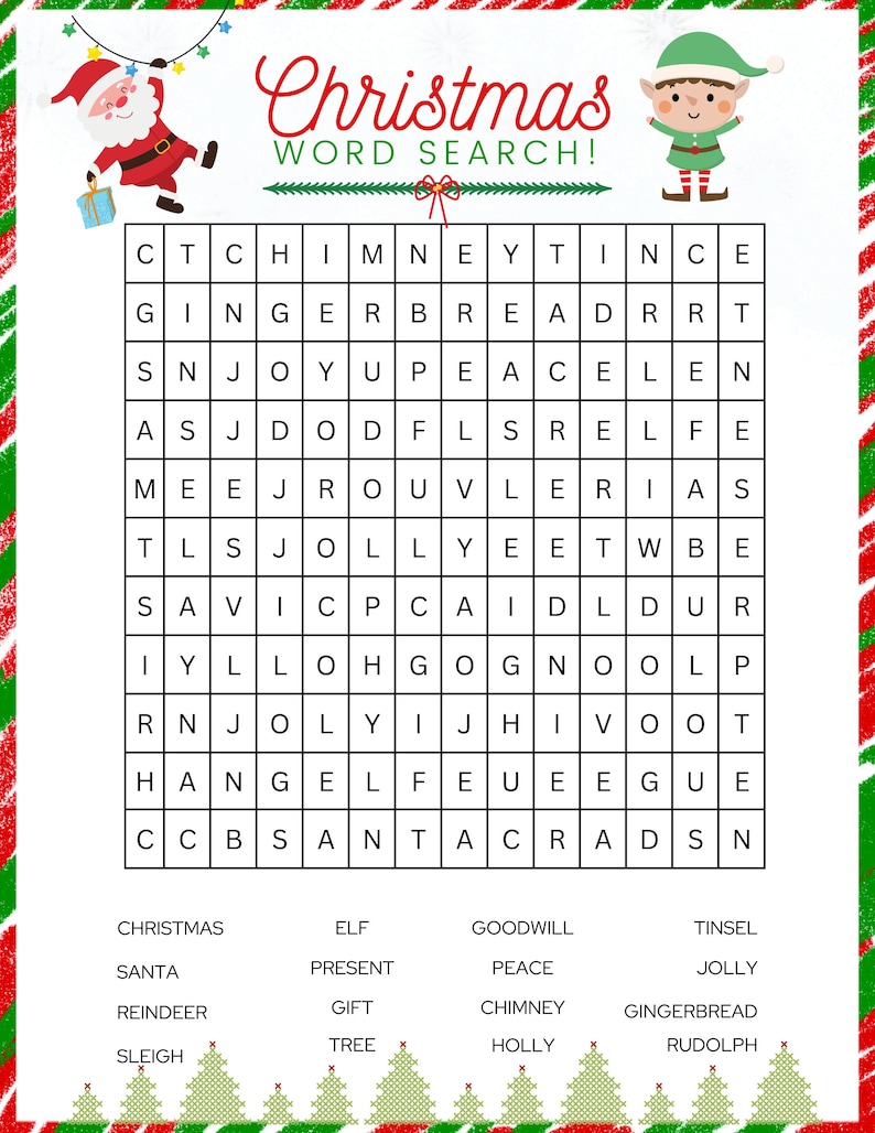 Christmas Word Search Downloadable Print - Etsy