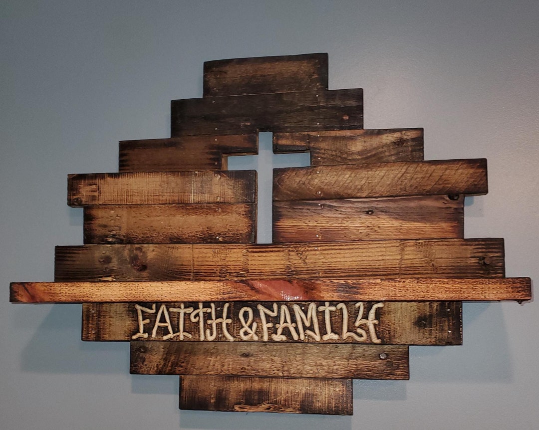 Rustic Farmhouse Pallet Wood Cross Shelf Faith & Family - Etsy