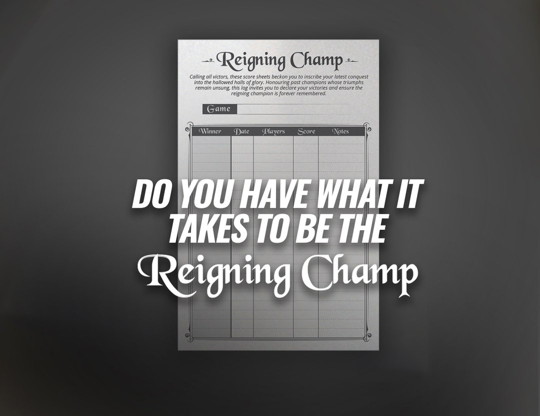 Reigning Champ Board Game Score Log DIGITAL FILE - Etsy