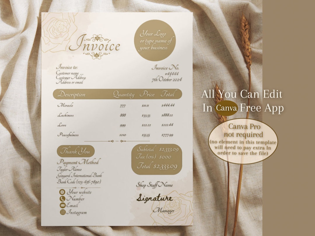 Invoice Template / Editable Invoice Template / Small Business Invoice ...