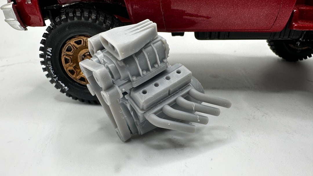 1/25 Scale, Dual Supercharger, Hemi Engine 3d Printed. This Engine Does ...