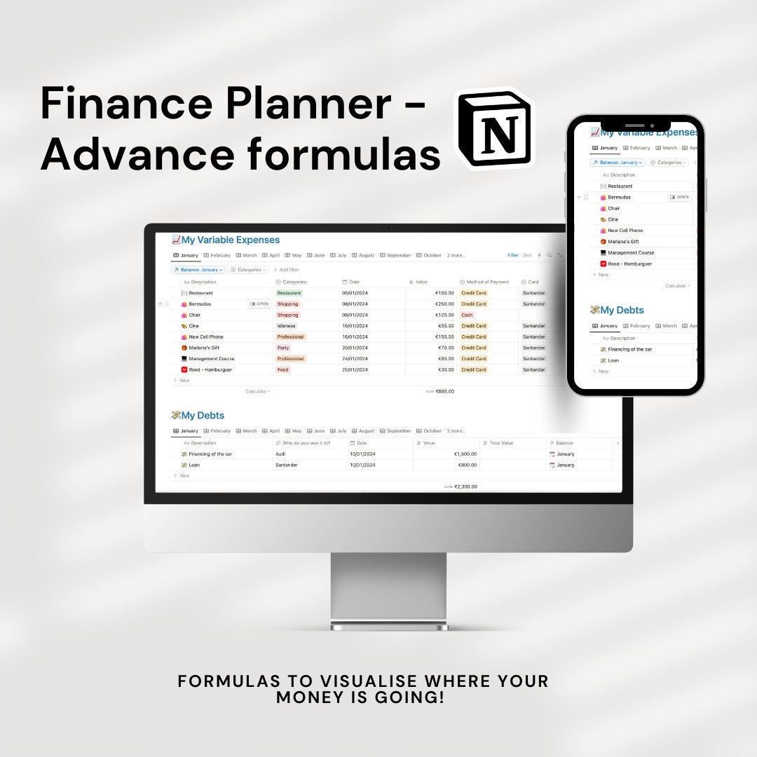 2024 New All in Budget Tracker and Finance Planner Notion Planner ...