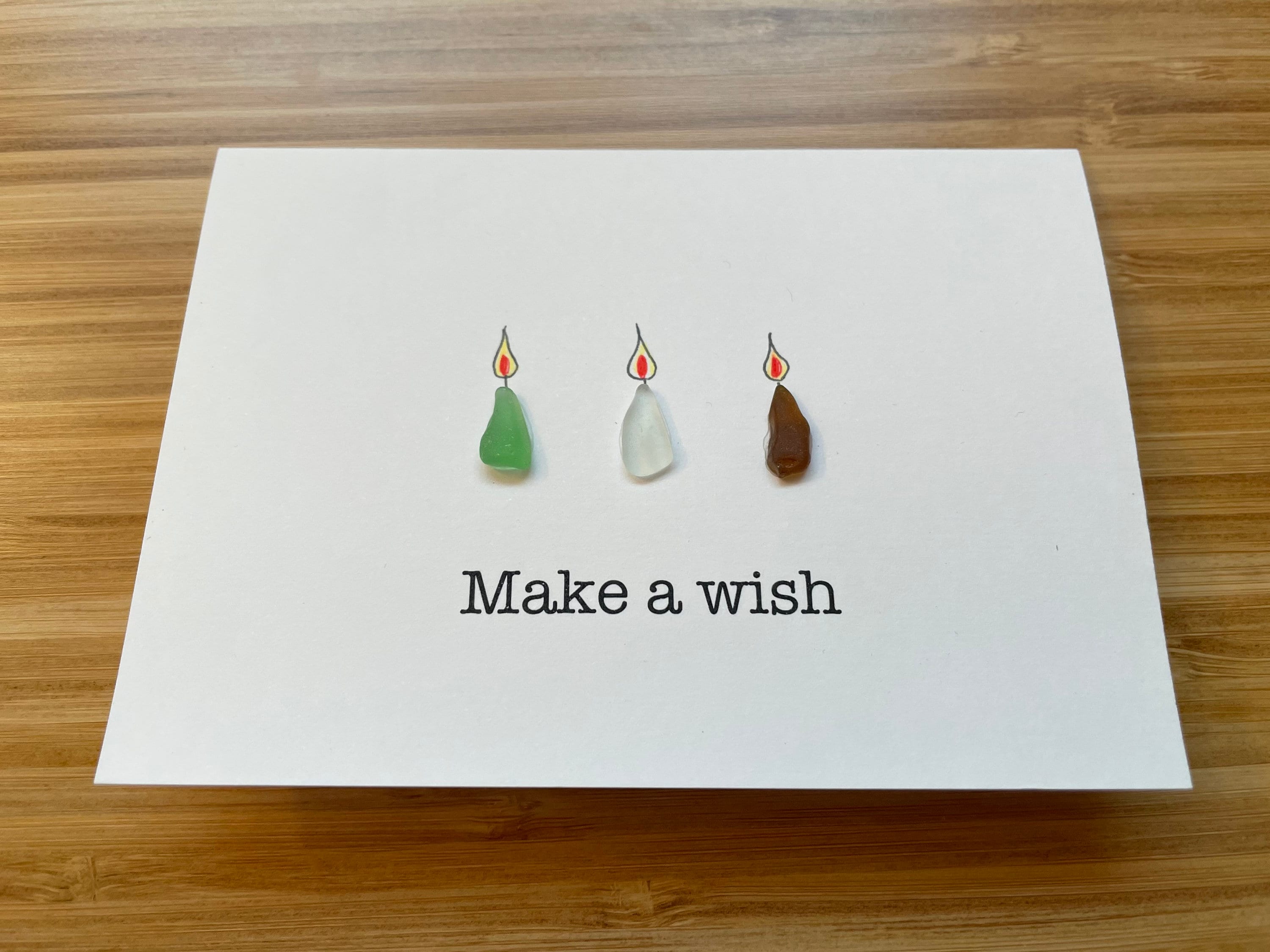 Sea Glass Birthday Card "make a Wish" Happy Birthday Unique Card ...