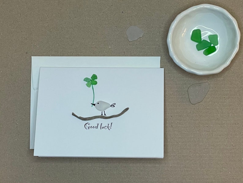 Sea Glass Card good Luck Wishes Greeting Card Thinking of You Unique ...