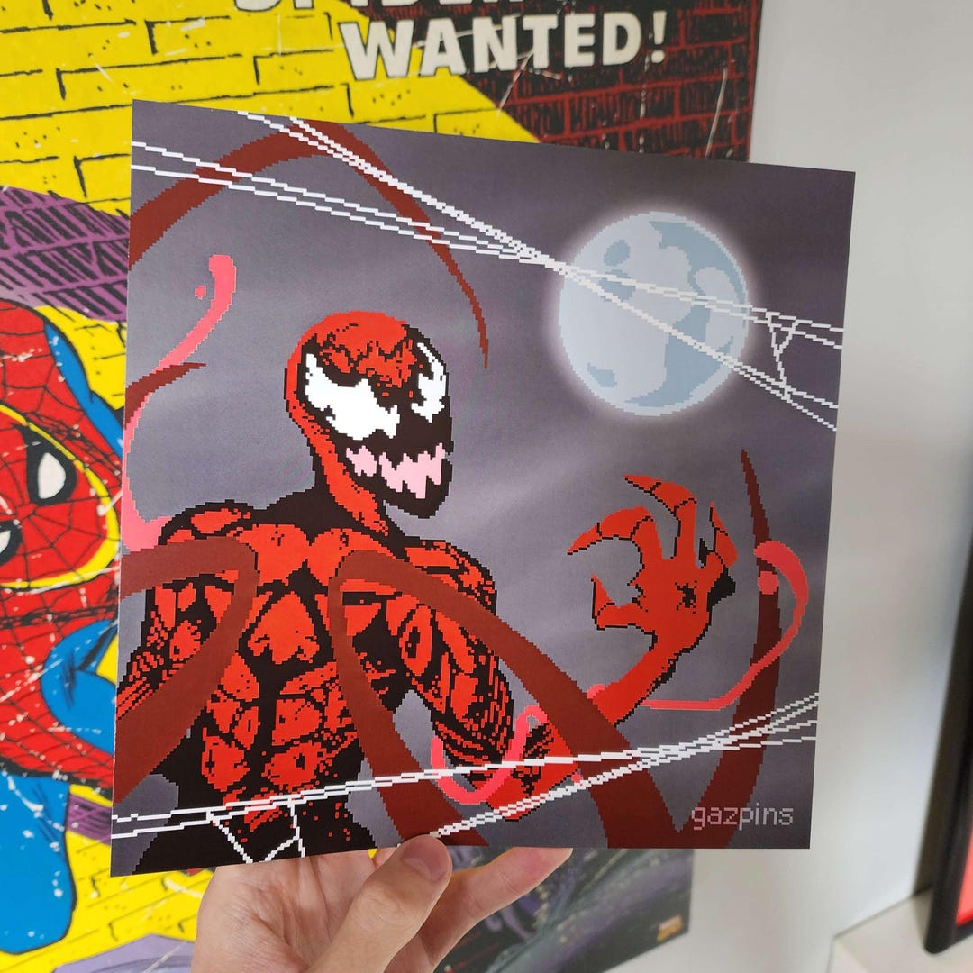 Marvel Spiderman Carnage Pixel Art Print Poster - Etsy