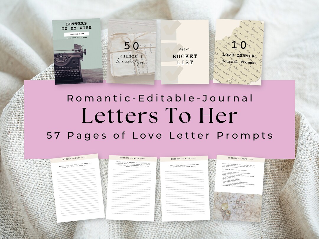 Editable Love Letters to Her Journal Canva Printable Template With ...