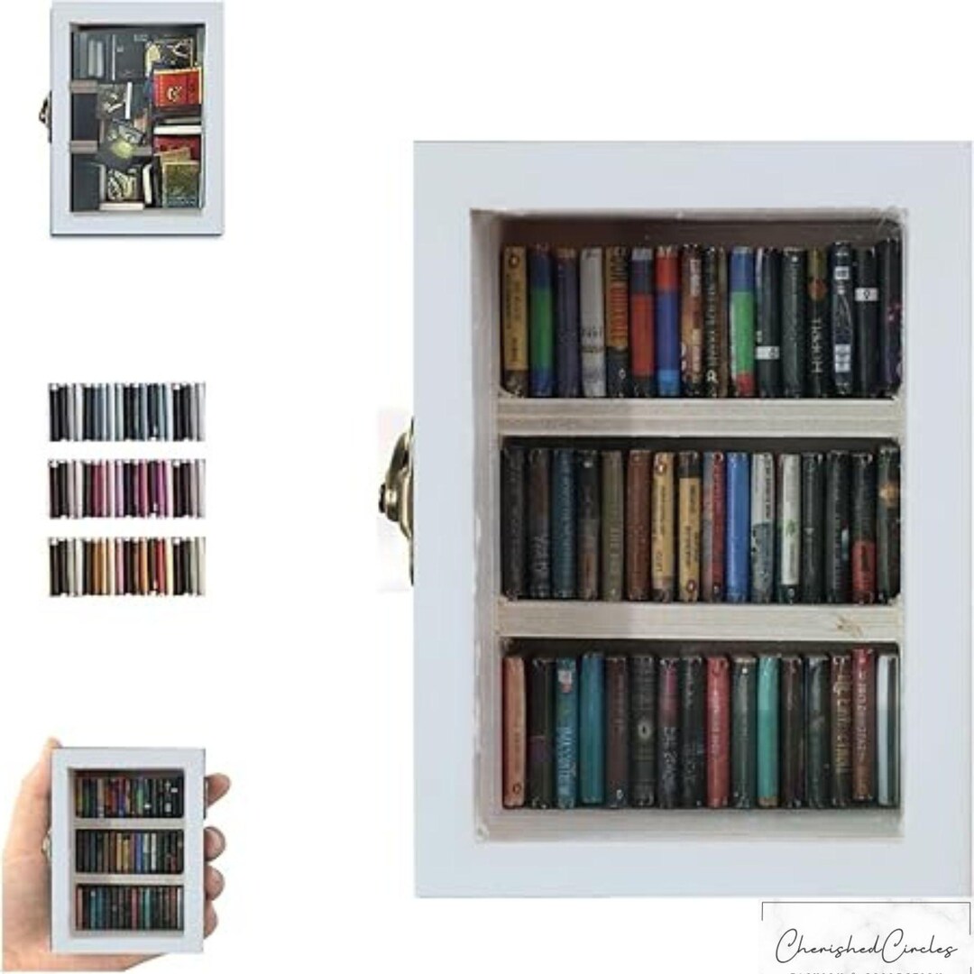 White Pocket Edition Anxiety Bookcase With With Books Miniature ...