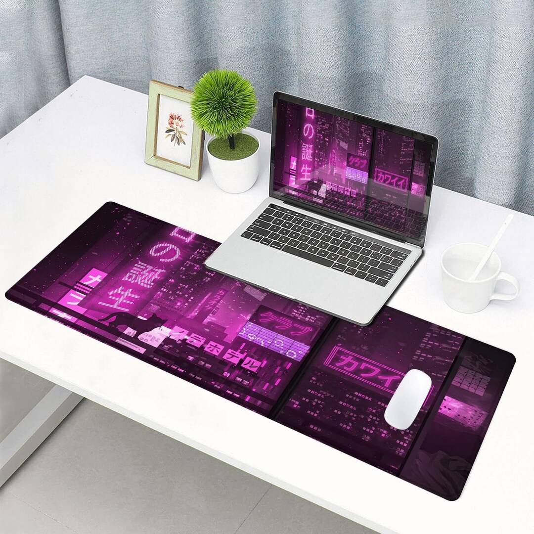 Anime Bliss: XXL Purple Gaming Mouse Pad - Japanese Desk Mat for Office ...