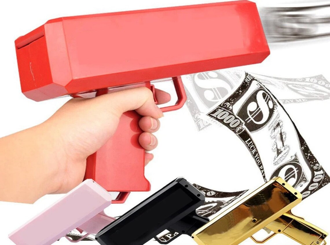 Shoot Money Gun Toy Party Banknote Shoot Pistol Paper Money Shooter ...