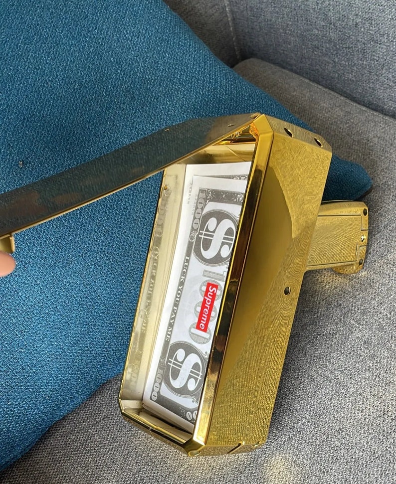 Shoot Money Gun Toy Party Banknote Shoot Pistol Paper Money Shooter ...