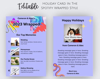 Spotify Wrapped Canva Template V2- Holiday Card - Etsy