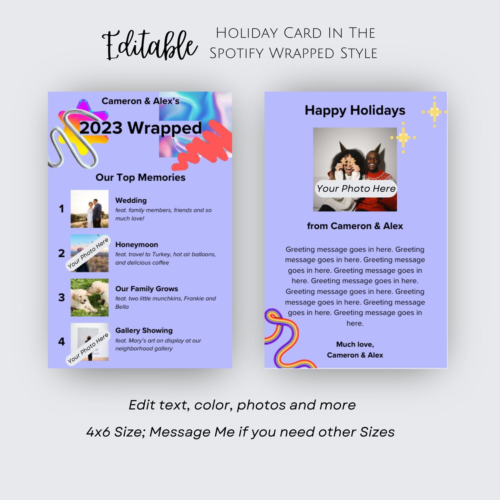 Spotify Wrapped Canva Template - Holiday Card - Etsy