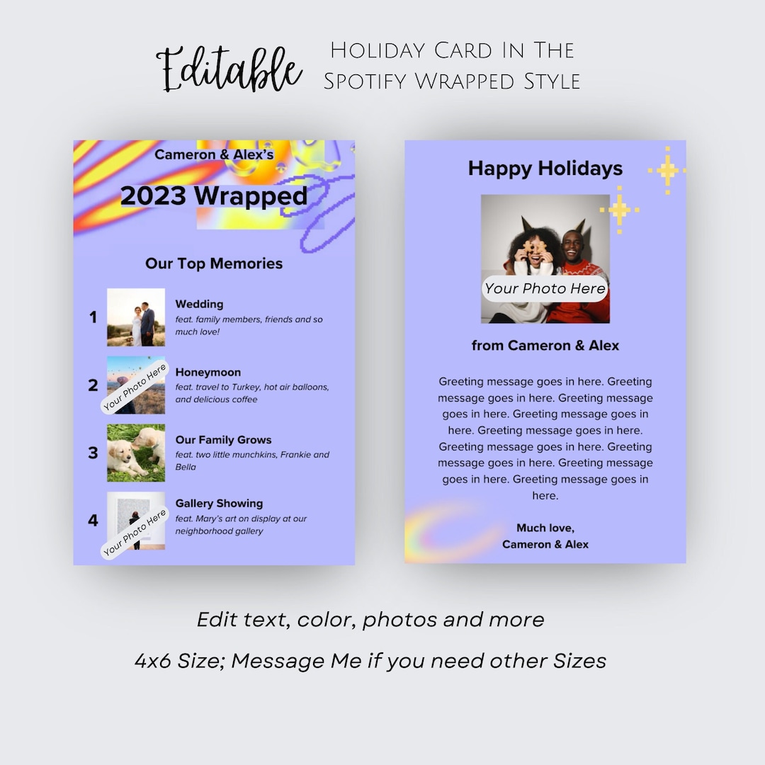 Spotify Wrapped Canva Template V2- Holiday Card - Etsy
