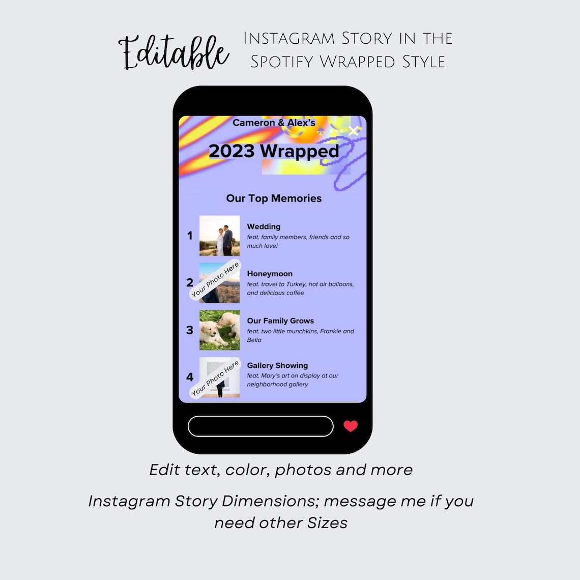 Instagram Spotify Wrapped - Canva Template for Instagram Story - Etsy