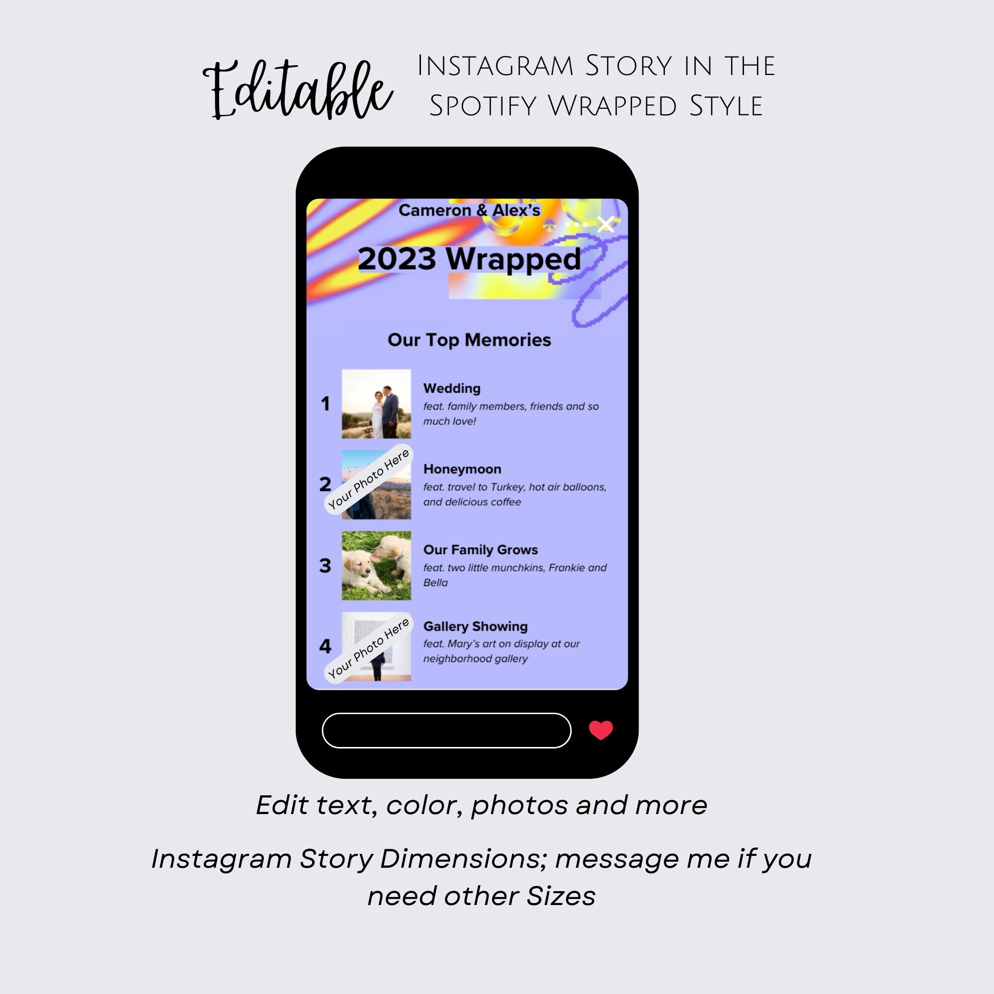 Instagram Spotify Wrapped - Canva Template for Instagram Story - Etsy