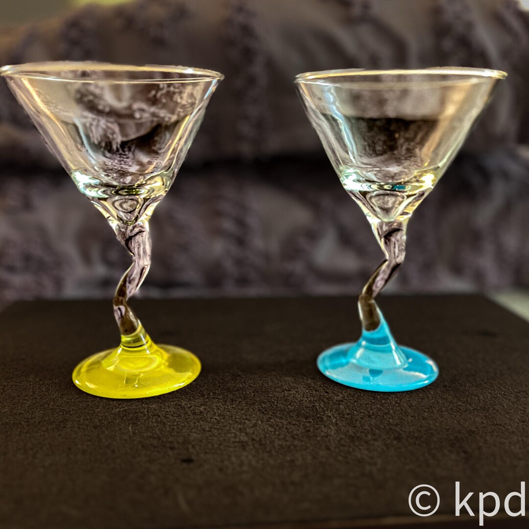 Vintage Bendy Multi Colored Funky Martini Glasses - Etsy