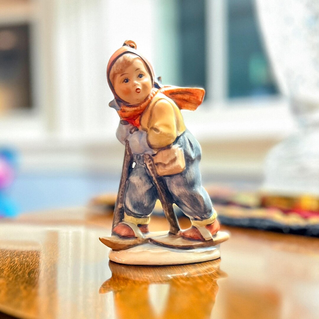 Vintage West German Friedel Figurine: Whimsical Skiing Boy - Etsy