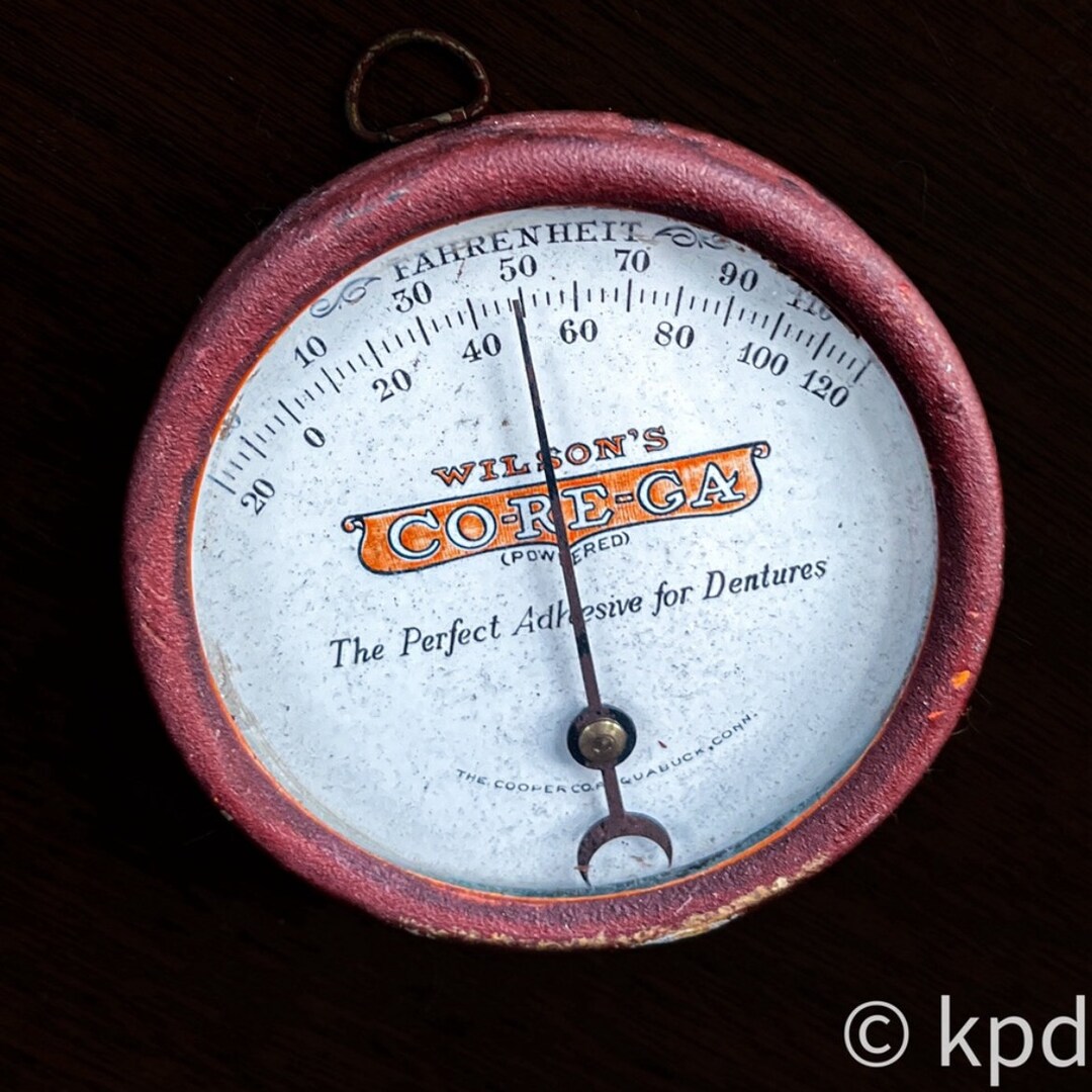 1930's Era Wilson's CO-RE-GA Denture Adhesive Advertising Thermometer ...