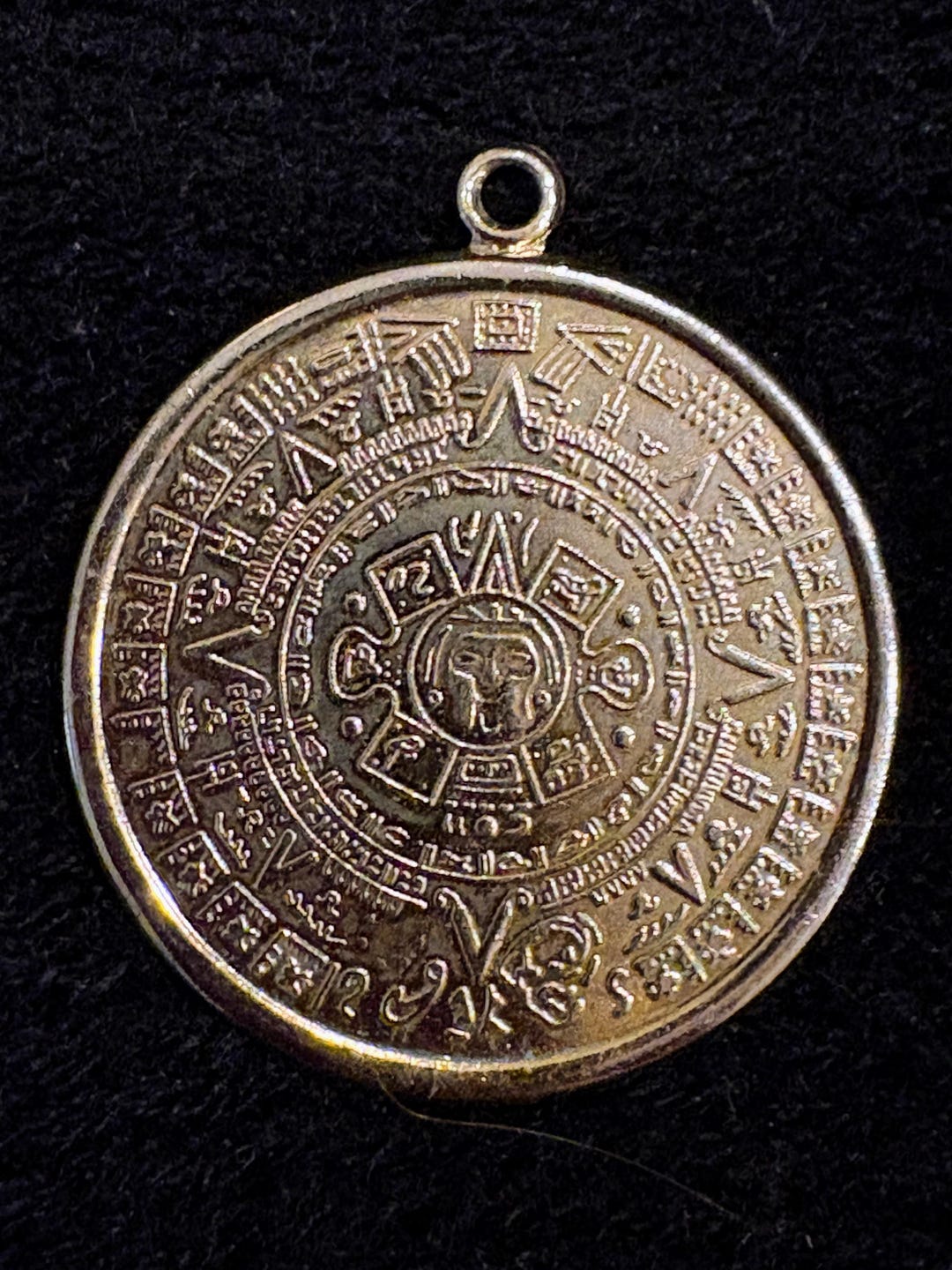 Gold Tone Aztec Calendar Pendant, Guilloché Boho Medallion - Etsy