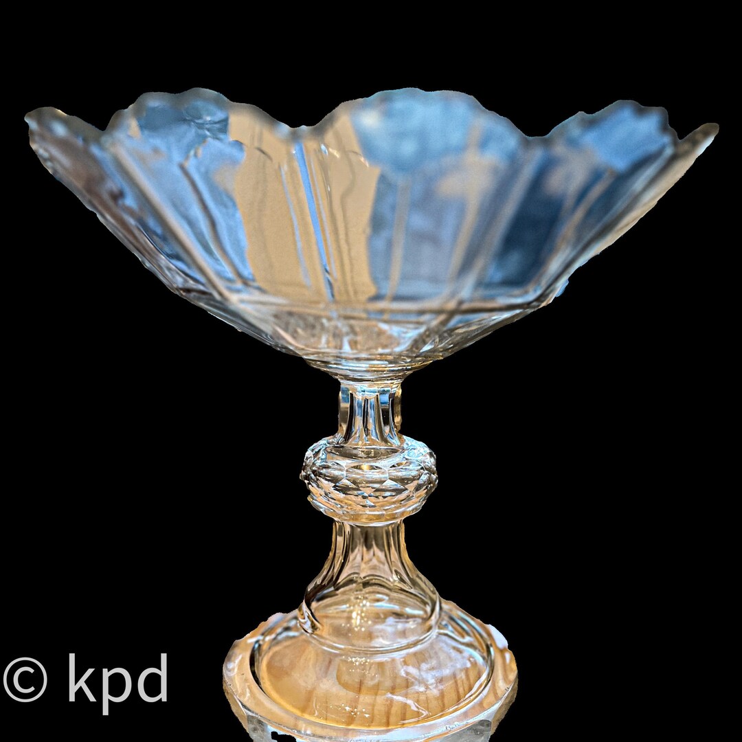Mid-century Modern Crystal Compote: Scalloped Edge Decorative Bowl - Etsy