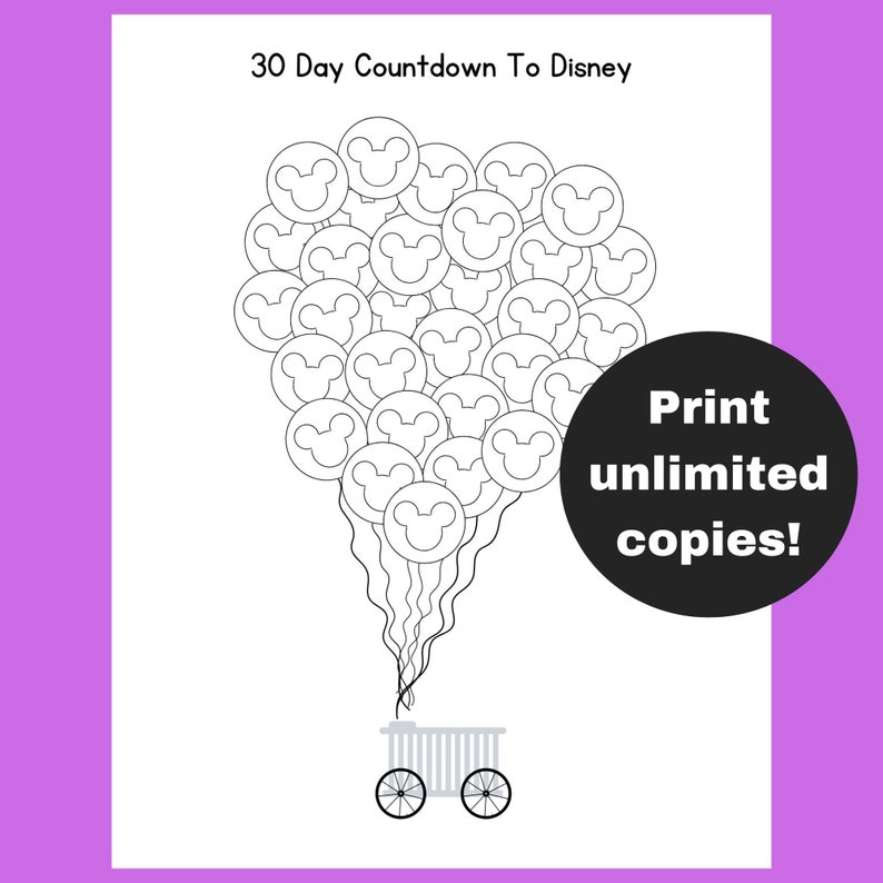 30 Days to Trip Countdown Coloring Page | 8.5" X 11" Instant Download ...
