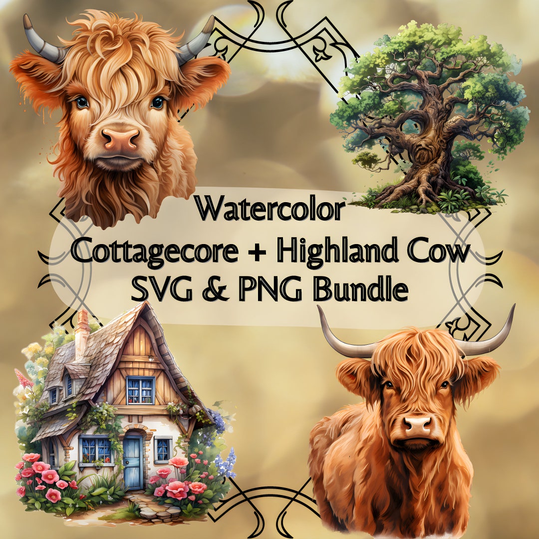 3D Cottagecore Svg Bundle, Mushroom Svg, Highland Cow Svg, 10 Svg/png ...